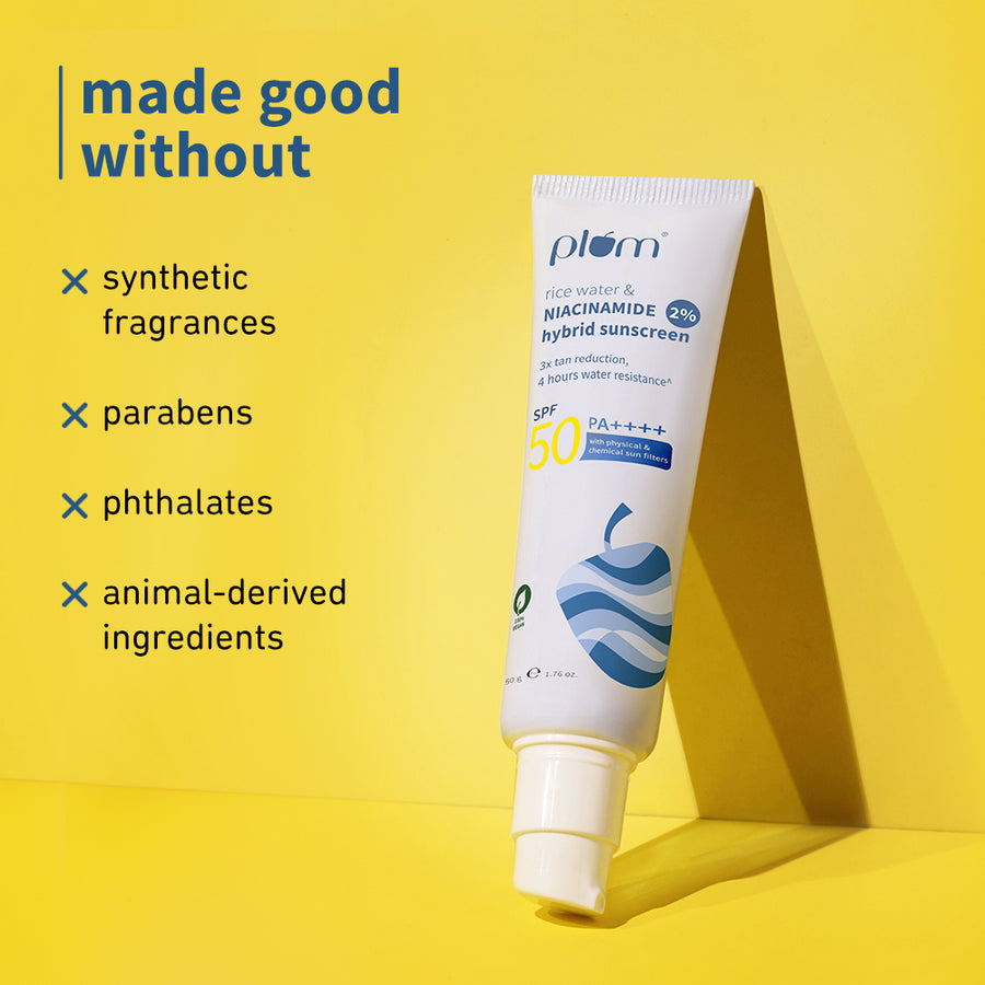 Niacinamide & Rice Water SPF 50 PA+++ Hybrid Sunscreen – Plum