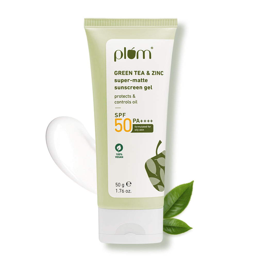 Green Tea & Zinc Super-Matte Sunscreen Gel | SPF 50 PA ++++| SPF for O – Plum
