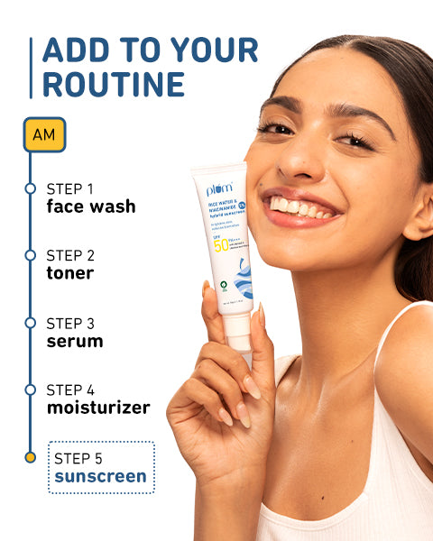 Niacinamide & Rice Water SPF 50 PA+++ Hybrid Sunscreen | Plum Goodness