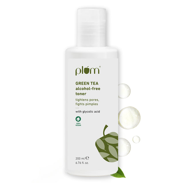 Green Tea Alcohol Free Toner for Oily Skin with Glycolic Acid – Plum