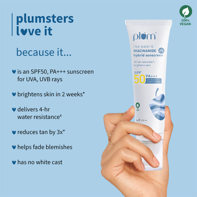 Niacinamide & Rice Water SPF 50 PA+++ Hybrid Sunscreen – Plum