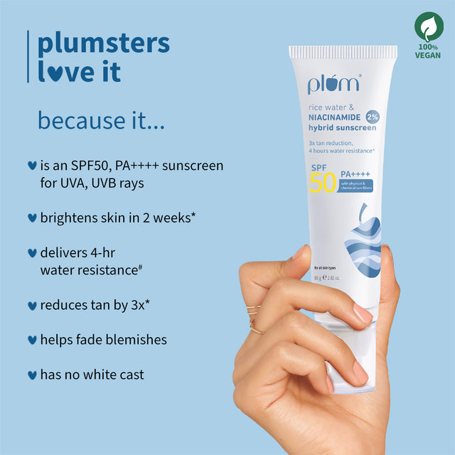 Niacinamide & Rice Water SPF 50 PA+++ Hybrid Sunscreen – Plum