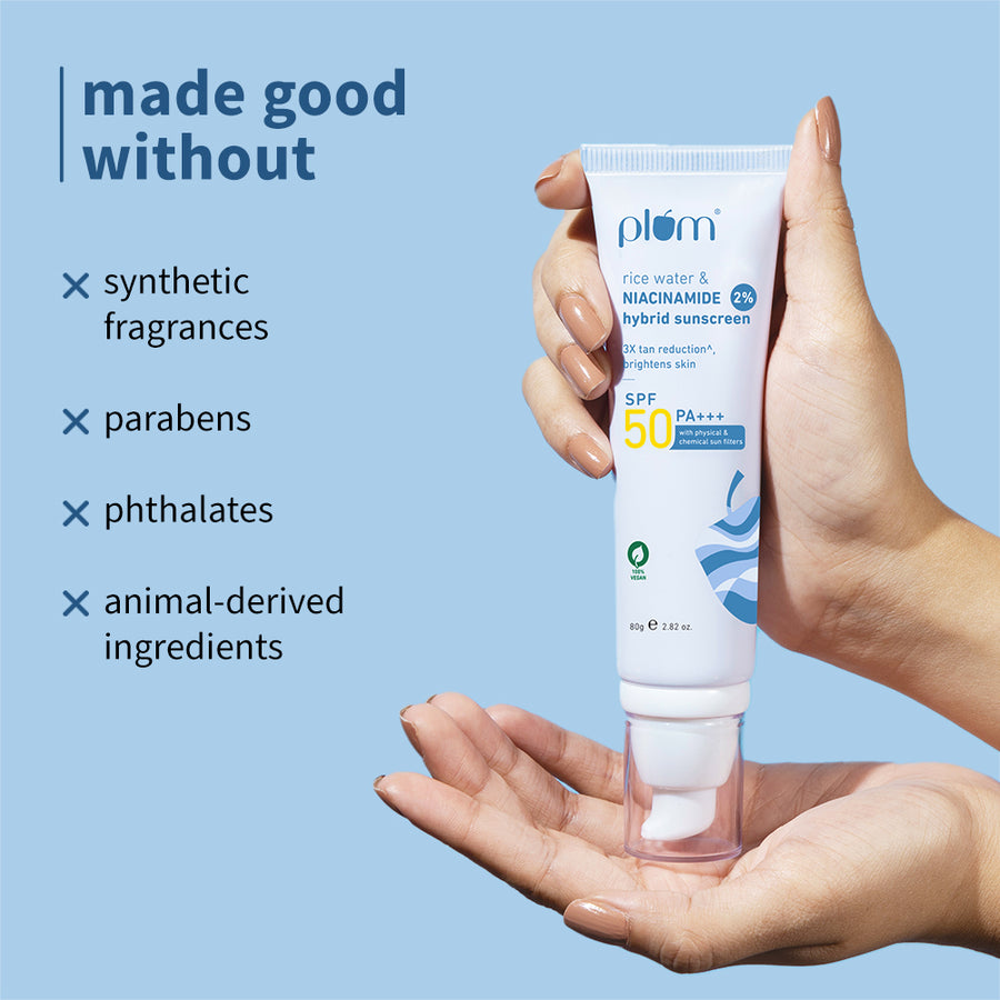 Niacinamide & Rice Water SPF 50 PA+++ Hybrid Sunscreen – Plum