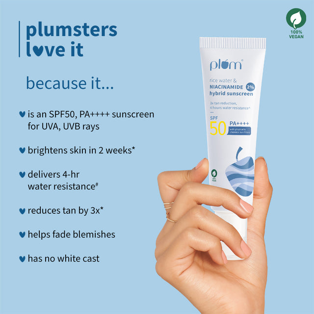 Niacinamide & Rice Water SPF 50 PA+++ Hybrid Sunscreen – Plum