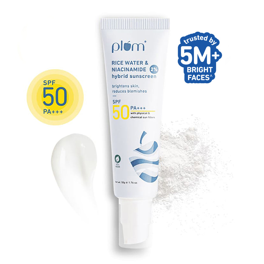 Niacinamide & Rice Water SPF 50 PA+++ Hybrid Sunscreen – Plum